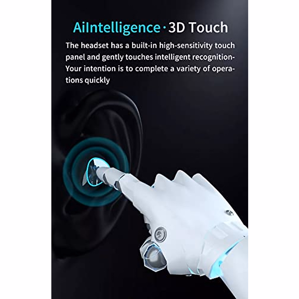 True Wireless Bluetooth 5.3 Earbuds Upgraded 9D HiFi Noise Cancelling Built-in Mic Waterproof AI w/3D Touch High-Fidelity Stereo Sound, Built-in Mic for Apple iPhone Android Laptops Running Gym