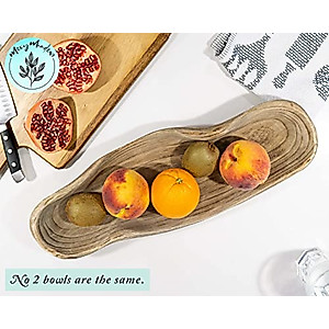 Moxy Meadows Large Wooden Dough Bowl - 18" long Wooden Decorative Bowl, great as a Centerpiece Bowl, Bread Bowl or Farmhouse Décor. Add style to your home with our wooden dough bowls for décor.