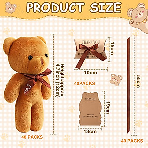 40 Sets Mini Bear Toy and Small Gift Boxes, with 40 Tiny Bear 40 Pillow Box with Ribbon Mini Bear Stuffed Animal Mini Stuffed Bears Small Favor Boxes for Wedding Birthday(Multi Colors)