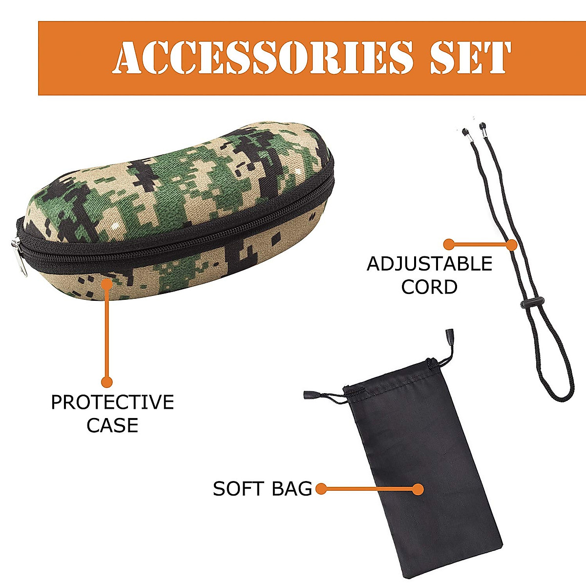 Polarized Camouflage Sport Fishing Sunglasses for Men and Women - Ideal, Blue, S