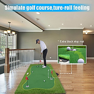 BOBURN Golf Putting Green/Mat-5x10FT Golf Training Mat- Professional Golf Practice Mat- Green Long Challenging Putter for Indoor/Outdoor