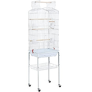 Yaheetech Open Playtop Parakeet Bird Cage for Parrots Cockatiels Conures Lovebirds Canaries Finches, Large Standing Bird Cage with Rolling Wheels