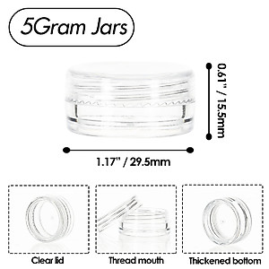 ZEJIA Sample Containers, Tiny Sample Jars with Lids, 5 Gram Cosmetic Containers with lids, Clear Lip Balm Containers (50 Pieces)