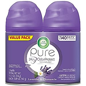 Air Wick Automatic Air Freshener Spray Refill, 2ct, Lavender & Chamomile, Odor Neutralization, Essential Oils