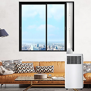 Portable Air Conditioner Window Kit with Coupler, Vertical/Horizontal Sliding Window AC Vent Kit, Adjustable Length from 17" to 60" AC Window Seal Plates Kit for 5.9"/15 cm Exhaust Hose