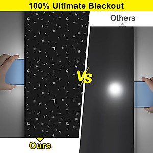 FADOTY 100% Blackout Blinds 79" x 57" Blackout Window Cover Travel Blackout Curtains for Bedroom Dorm Room Windows Temporary Blackout Shades for Night Shift Worker Black & Star