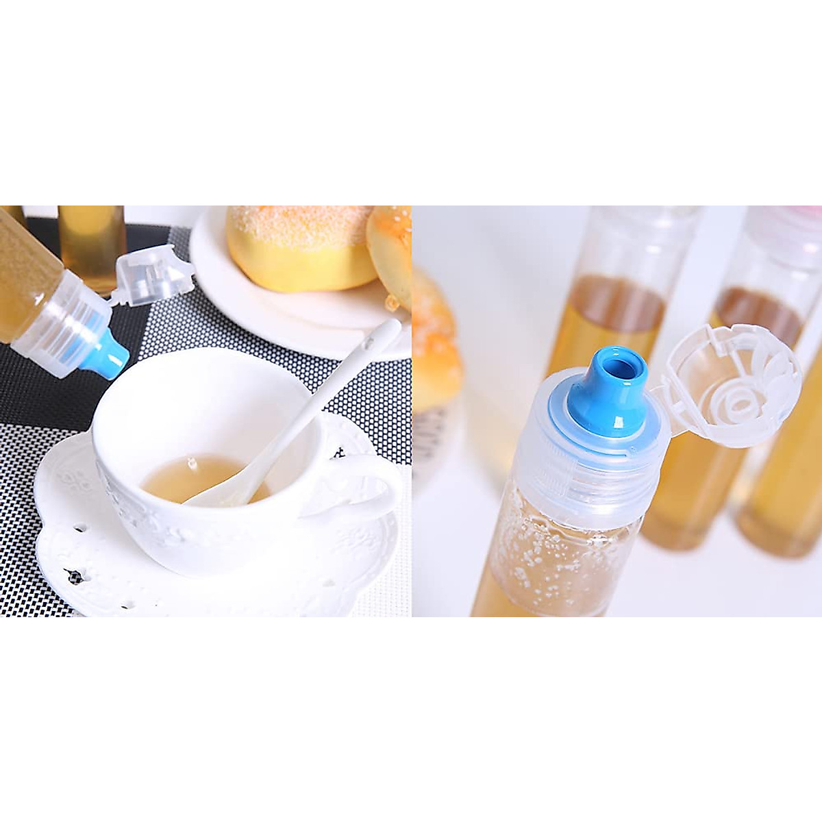 AKOAK 4 Pcs Reusable Plastic Squeeze Bottle Dispenser, Salad Dressing, Ketchup, Honey Storage Bottle, Perfect for Kitchen Accessories