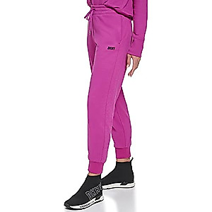 DKNY Women's Sport Metallic Stripe Logo Fleece Sweatpant, Wild Astor