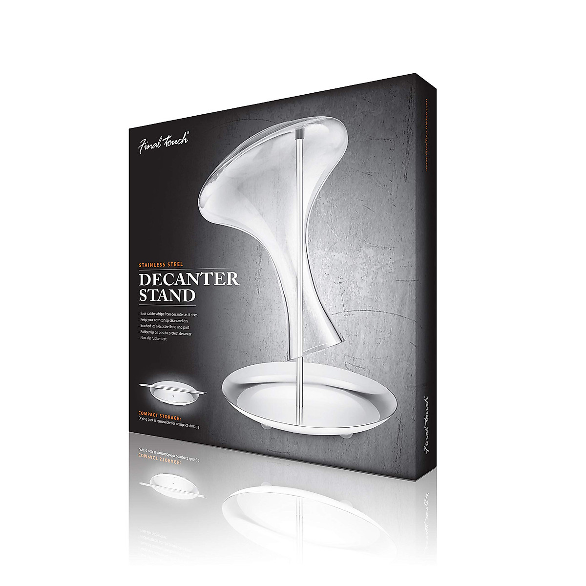 Final Touch Decanter Drying Stand - Stainless Steel with Drip Catching Base (DS201)