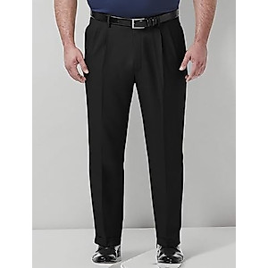 Haggar Mens Premium Comfort Classic Fit Pleat Front Reg. And Big & Tall Sizes Dress Pants, Black, 38W X 30L US