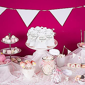 BEAVOING 60PCS Satin White Gift Bags, 4 x 6 Inches Jewelry Pouches Wedding Favor Drawstring Bags Baby Shower Christmas Gift Bags, Candy Bags with Thank You Tags