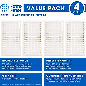 Fette Filter - 4 True HEPA Filters Compatible with 3M Filtrete F1 Replacement Filter for Purifier FAP-C01-F1,FAP-T02-F1, FAP-C01BA-G1, FAP-T02WA-G1, FAP-ST02W FAP-ST02N Compare to Part # FAPF-F1-A F1