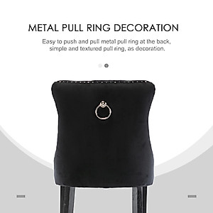 Kiztir Counter Height Bar Chairs Set of 2, 27" Modern Velvet Bar Stools with Button Decor, Nailhead Trim, Solid Wooden Legs, Beige Upholstered Bar Stools for Kitchen, Cafe, Pub (Black)