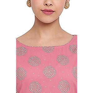 Janasya Indian Women's Pink Cotton Kurta(JNE3577-KR-XXL)