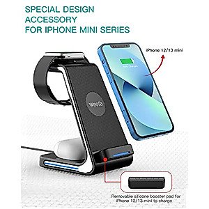 Wireless Charger, Weetla Wireless Charging Station, 3 in 1 Wireless Charging Stand for iPhone/iWatch/Airpods,for iPhone 13,12,11 (Mini,Pro, Pro Max)/XS/XR,for iWatch 7/6/SE/5/4/3/2,for Airpods 2/3/pro