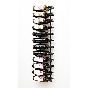 VintageView W Series Pro Wine Rack 4 - Metal Wall Mounted Wine Rack - Modern, Label Forward Wine Storage - Space Saving Wine Rack with 24 Bottle Storage Capacity (Matte Black)