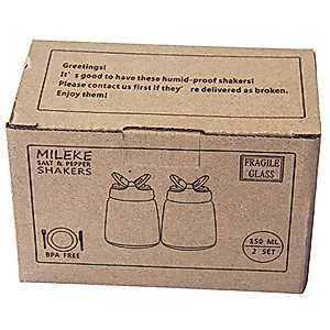 MILEKE Salt and Pepper Shakers, Moisture-Proof Condiment holders 150ML, 2/pack