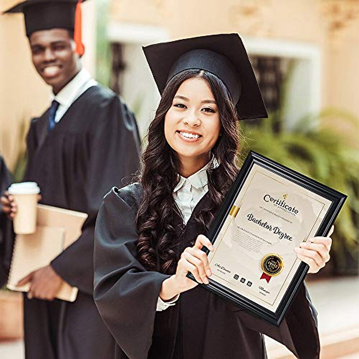 Memory Island Document frames 8.5x11,Set of 4 Pack Certificate Frames for Wall Or Tabletop Display,Diploma Frames For Degree Award with Real Glass Front,Black,Designed