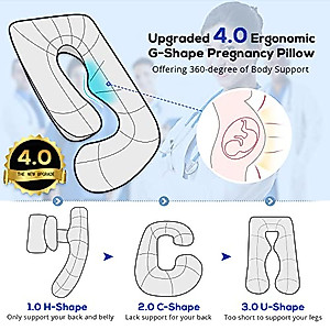 Sasttie Cooling Pregnancy Pillows for Sleeping, Maternity Pillow for Pregnant Women, 59'' U Shaped Pregnant Pillow with Removable Cooling Cover, Pregnancy Must Haves, Light Grey