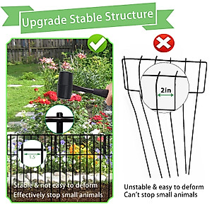 Thrivinest 10 Pack Animal Barrier Fence, No Dig Fence Decorative Fences, 17in(H) x10ft(L) Rustproof Metal Small Garden Fence Border for Dogs Rabbits, Bottom Blocker for Outdoor Yard Patio