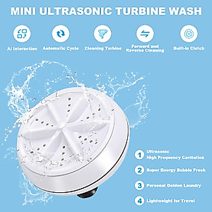 Portable Washing Machine,Mini Washing Machine with Suction Cups, 3 in 1 Bubble Cleaning USB Ultrasonic Powered Turbo Washing Machine & Sink Dishwasher for Camping, Travelling, Business Trip,3.54i