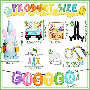 Bucherry 15 Pieces Easter Tiered Tray Decor Easter Decor Farmhouse Easter Decorations Rustic Bunny Rabbits Eggs Wooden Spring Sign for Home Table Kitchen