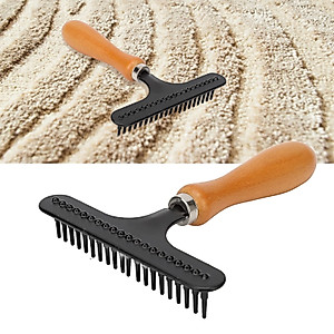 Carpet Rake, Handheld Carpet Rakes Cleaning Grooming Stainless Steel Hair Groomer Rug Rake for Beauty Salon Portable Shag Rug Rake Carpet Rake to Fluff Carpet Carpet Sweepers