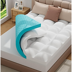 Bedluxury Dual Layer 3 Inch Memory Foam Mattress Topper Queen Size，2 Inch Gel Memory Foam and 1 Inch Cooling Pillow Top Mattress Pad Cover for Back Pain，Comfort Support & Pressure Relief