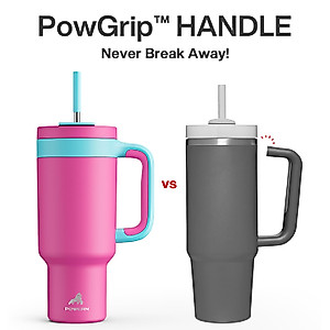 POWCAN 40 oz Tumbler with Handle, 2-in-1 Straw and Sip Lid, Leakproof, Dishwasher Safe, Insulated Stainless Steel Travel Coffee Mug, Keeps Cold for 34 Hours, Fits in Car Cup Holder (Barbie)