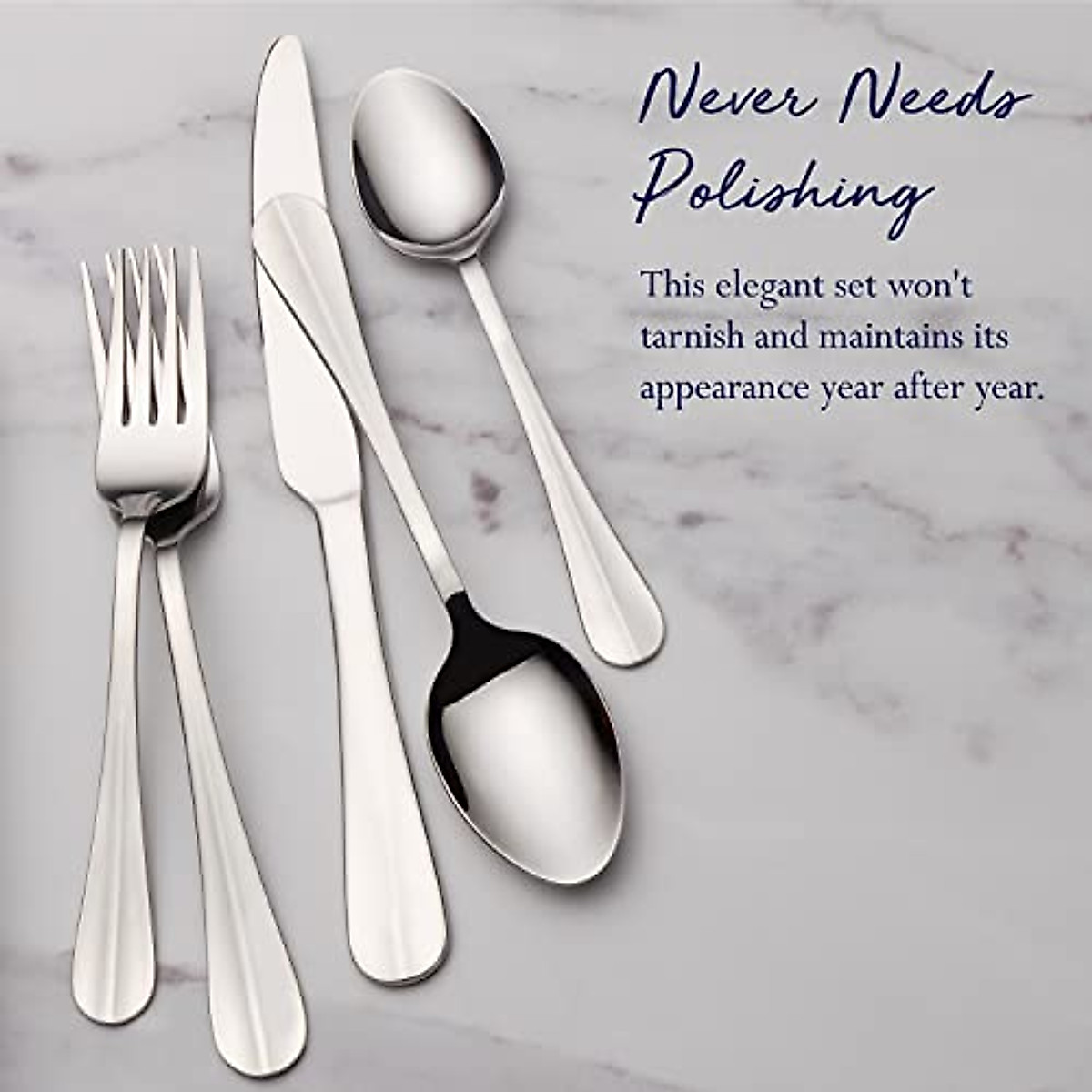 Pfaltzgraff Everyday Simplicity 53-Piece Stainless Steel Flatware Set, Service for 8