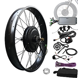 Electric Motor Bicycle Wheel Conversion Kit 26in 1000W Font Drive Controller Display Trun Bike to Ebike Electric Wheel Bicycle Modification Parts Kits (48V 1000W, 26inX4 Fat Tire Wheel Rim)