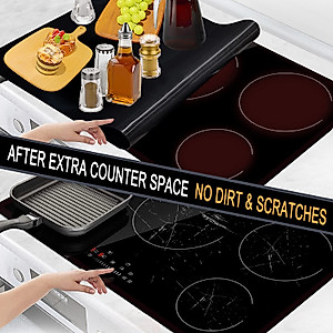 Glass Top Stove Cover 36 x 24 Inch for Electric Stove Top Glass Cooktop Ceramic Stove Protector, Extra Large Waterproof Heat Resistant Flat Kitchen Counter Mat for Stovetop Tabletop Black