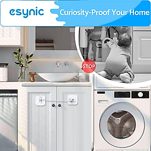 eSynic 2Pack Durable Refrigerator locks Fridge Locks for Kids Strong Adhesive Refrigerator Lock for Kids 304 stainless steel Fridge Child Locks With Keys Perfect for Fridge Oven Cupboards Cabinets etc