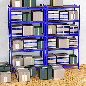 Vandise 5-Shelf Shelving Unit with MDF Boards, Adjustable Steel Shelve, 59H x 28W x 12D inch, 386lbs Loading Capacity per Shelf, Shelving Units and Storage for Kitchen and Garage (Blue)