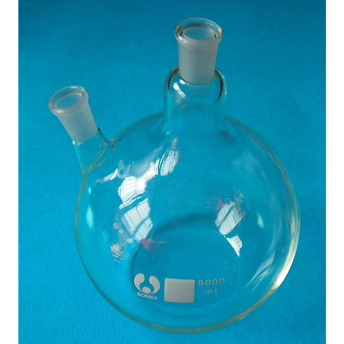 Deschem 5000ml 24/40 2-Neck Glass Flask Flat Bottom 5L Twins Necks Lab Plat Form Vessel