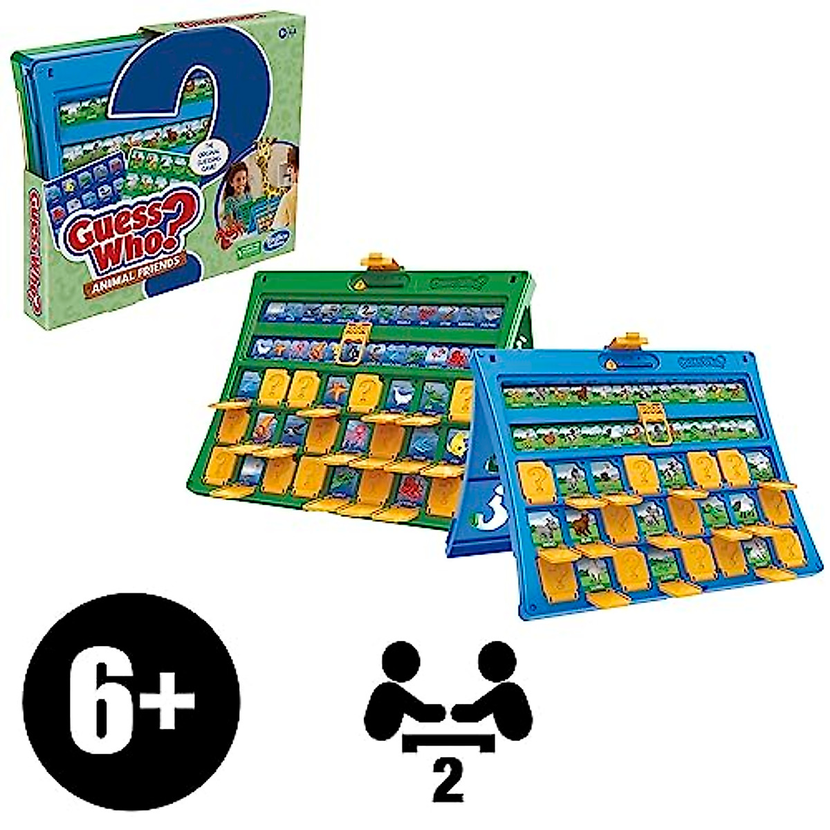 Hasbro Gaming Guess Who? Animal Friends Game, includes 2 Double-Sided Animal Sheets, 2-Player Board Games for Kids, Ages 6+ (Amazon Exclusive)
