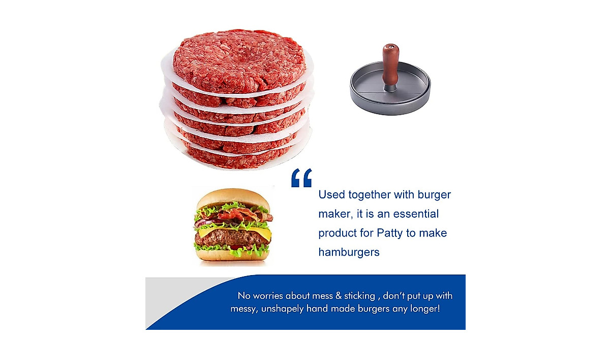 Burger Patty Paper 5.5 Inch Set of 500 - Non-Stick Hamburger Sheets