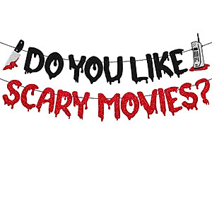 Movie Night Party Decoration Do You Like Scary Movies Banner Hallow Horror Movies Night Party Decor Have a Killer Scream Party Decor Halloween Bloody Slayer Murder theme Spooky Creepy Event