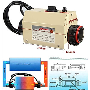 3KW 220V 240V Electric Water Heater Thermostat SPA Bath Heater Pump,Premium Quality Water Heater Thermostat Swimming Pool Thermostat Portable Pool Heater