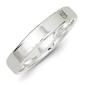 IceCarats 925 Sterling Silver 4mm Plain Classic Wedding Band Ring Size 9.00