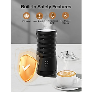 Milk Frother, Paris Rhône Milk Frother and Steamer for Hot and Cold Foam, 4-in-1 Electric milk frother for coffee, Quiet Milk Steamer with Auto Shut OFF, Milk Warmer for Latte, Cappuccino, Macchiato