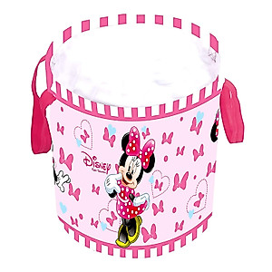 Kuber Industries Disney Minnie Print Non Woven Fabric Foldable Laundry Basket, Toy Storage Basket, Cloth Storage Basket with Handles,45 LTR (Pink)