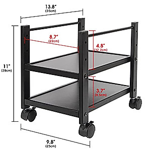 J JACKCUBE DESIGN 2 Tier Computer Tower Stand for Desktop CPU, Gaming PC Holder, Mobile Rolling Cart for Under Desk with Caster Wheels, Office Desk Accessories- MK712A