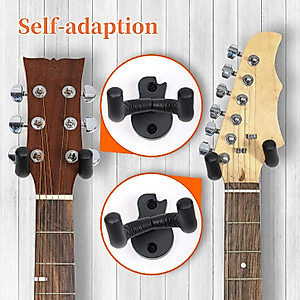 Guitar Ukulele Hanger Wall Mount Holders Hooks Stands,2 Pack Instrument Wall Hangers-Black