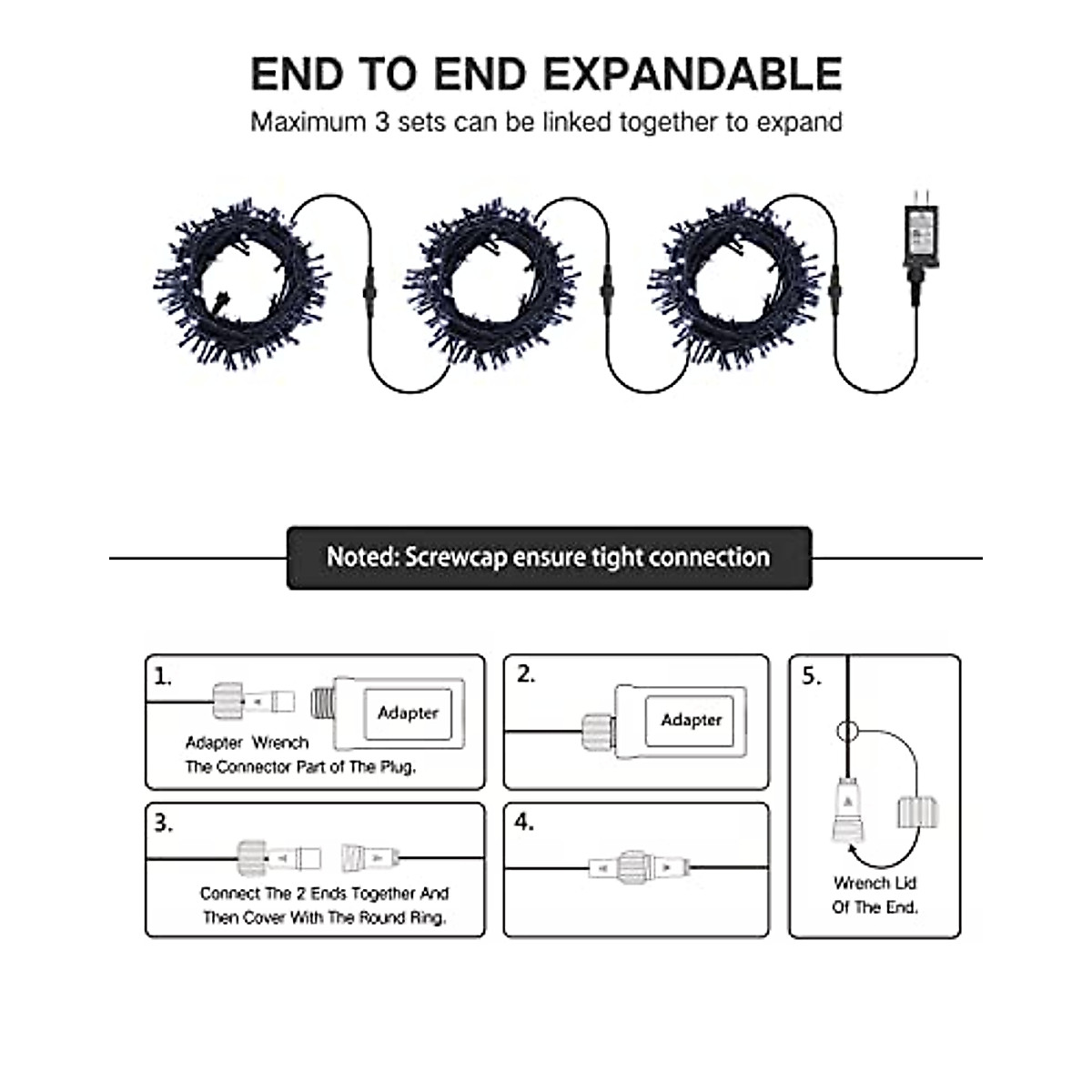 Flacchi White Christmas Lights 82Ft 200 LED Timer 8 Modes Low Voltage String Lights Indoor Outdoor