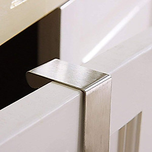 Woooow Pack of 4 Stainless Steel Reversible Over Door Cabinet Drawer Hooks Office Kitchen Towel Coat Hooks Rack, Silver