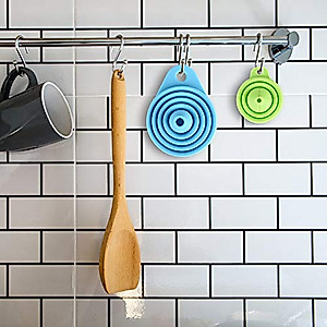 Siasky 4 Pcs Silicone Collapsible Funnel, Food Grade Foldable Kitchen Funnels for Water Bottle Liquid Powder Transfer
