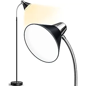 LEPOWER LED Floor Lamp, Reading Standing Lamps with Adjustable 5 Brightness Levels and 5 Colors, Dimmable Gooseneck Floor Lamp for Living Room, Bedroom, Office, Black