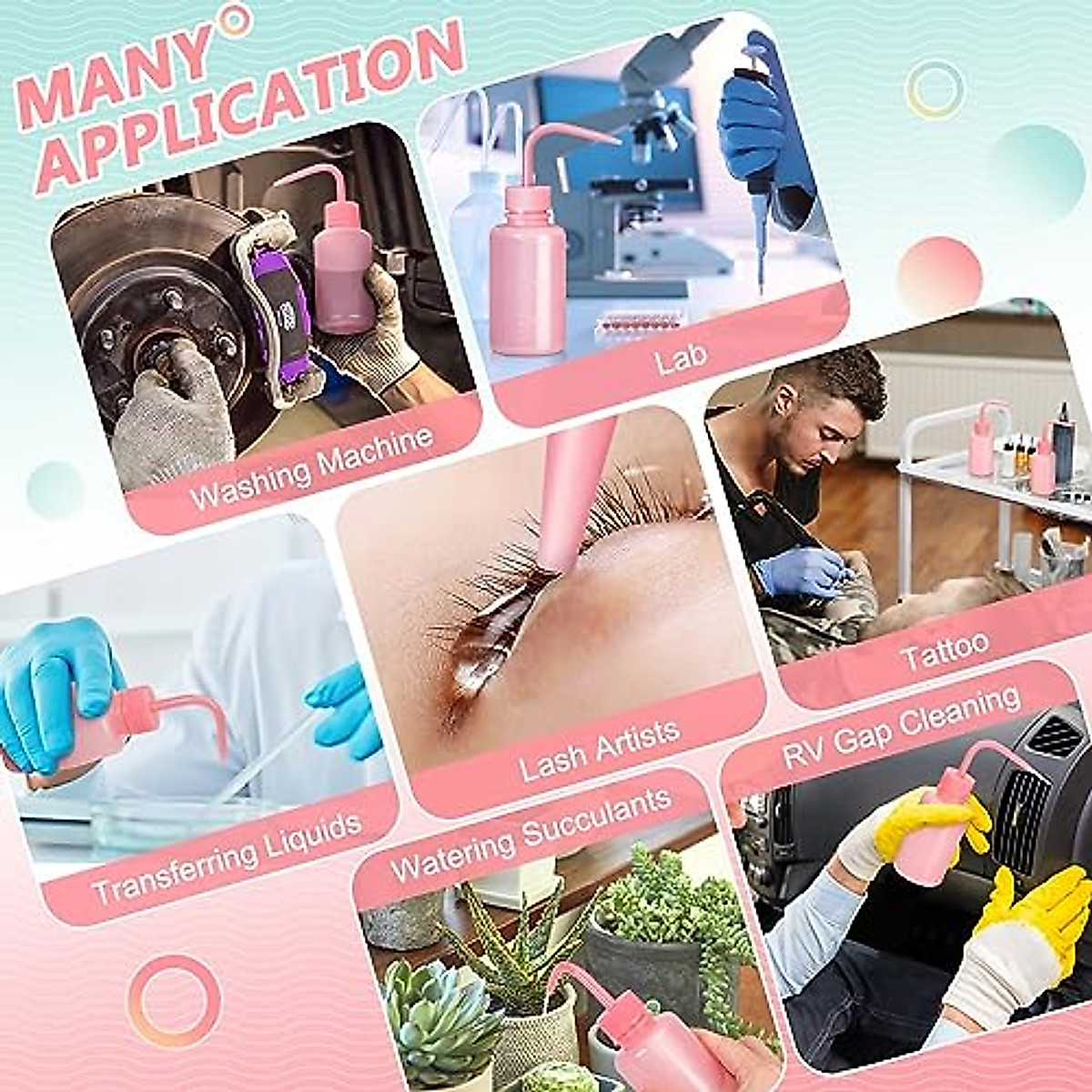 Valchoose 150ML Pink Wash bottles squeeze 5oz Mini Professional, Water Bottle for Lash Extensions, Easy to Carry Lash water bottle squeezer (1Pack)