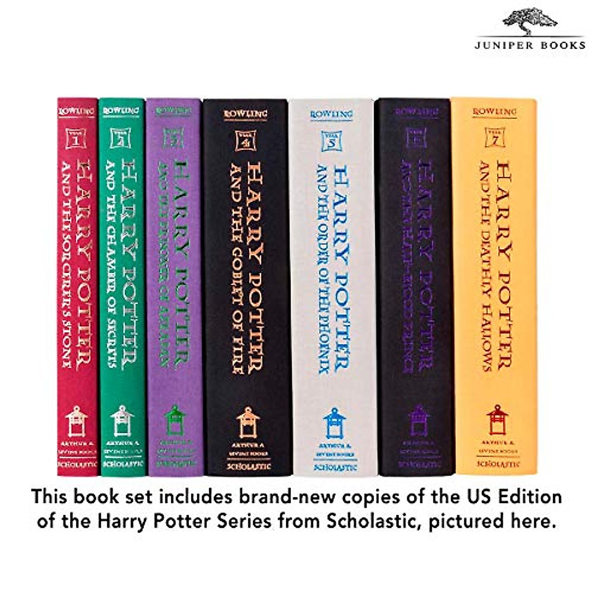 Juniper Books Harry Potter Boxed Set: Slytherin Edition | 7-Volume Hardcover Book Set with Custom Designed Dust Jackets | Author J.K. Rowling | Includes all 7 Harry Potter Series Books